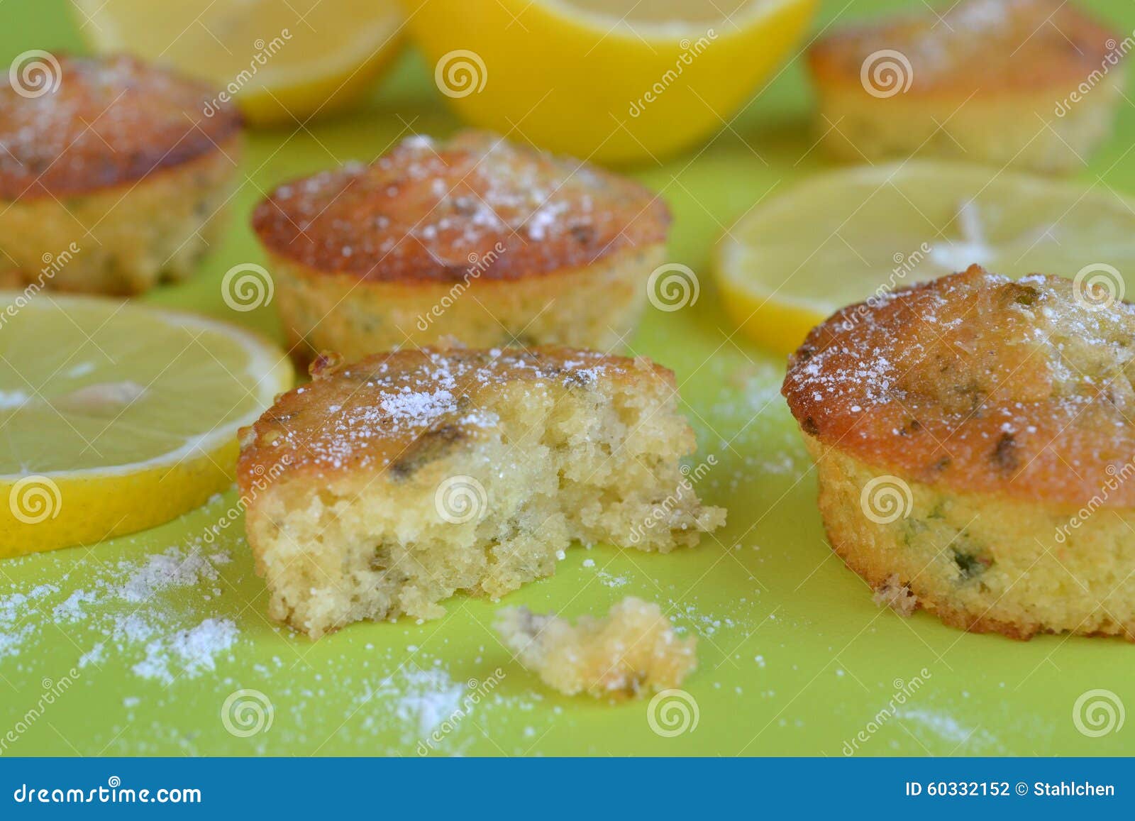 Lemon Sugar and Basil Cakes Stock Photo - Image of sweet, cold: 60332152