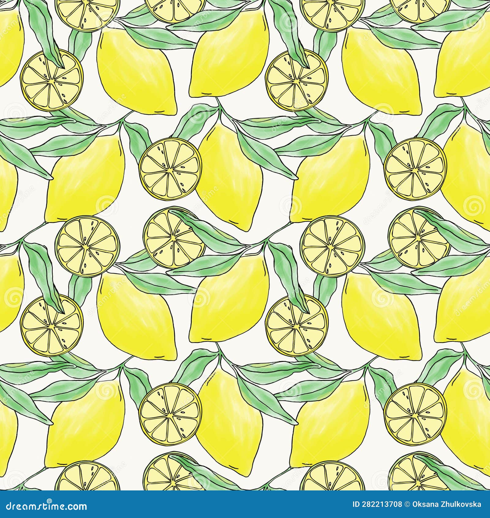 Lemon Summer Fruit Seamless Pattern for Surface Design Stock ...