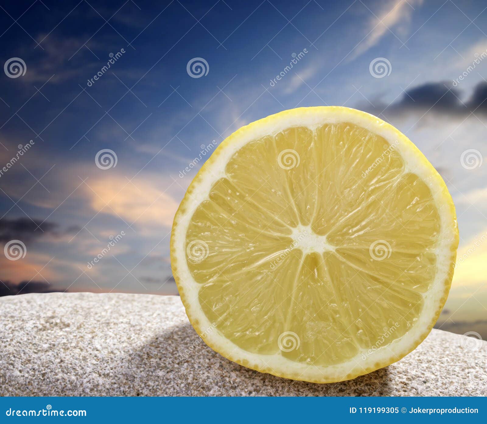 Lemon and sunset sky stock image. Image of chopped, organic - 119199305