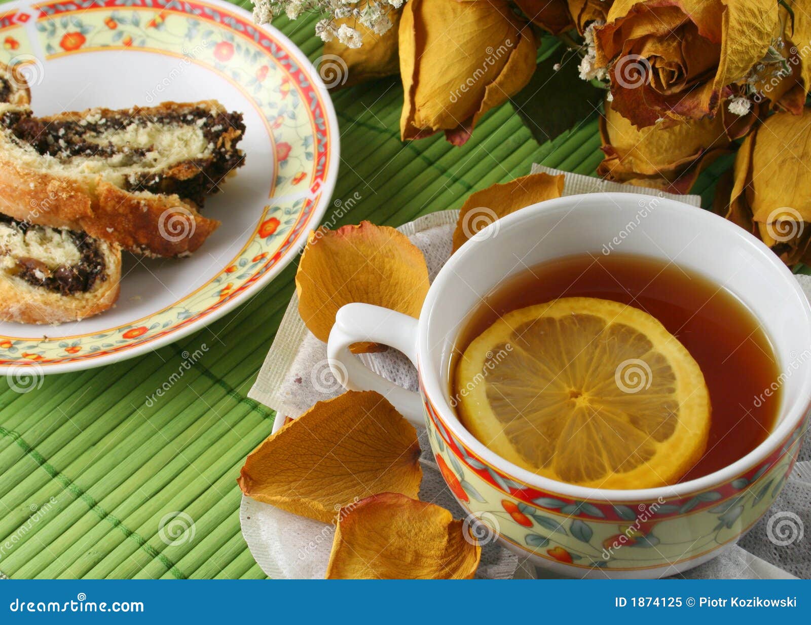 Lemon tea stock image. Image of china, colorful, cake - 1874125