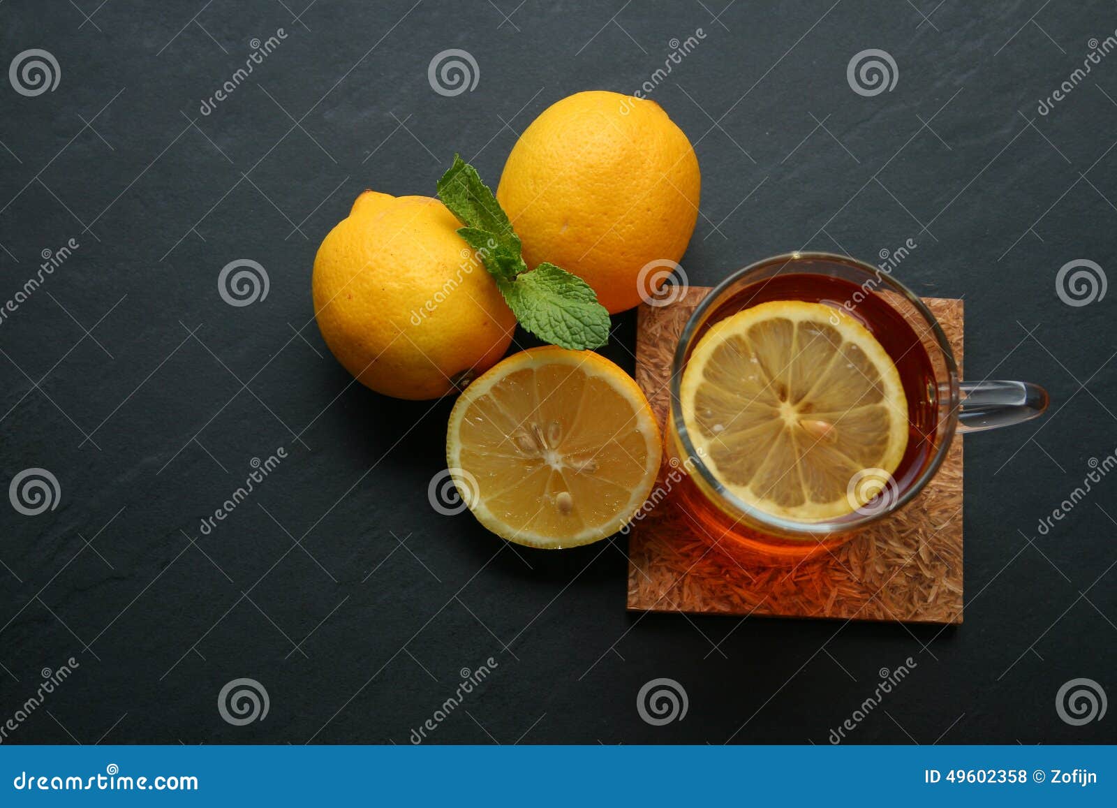 Lemon Tea on Black Background Stock Photo - Image of food, scented ...