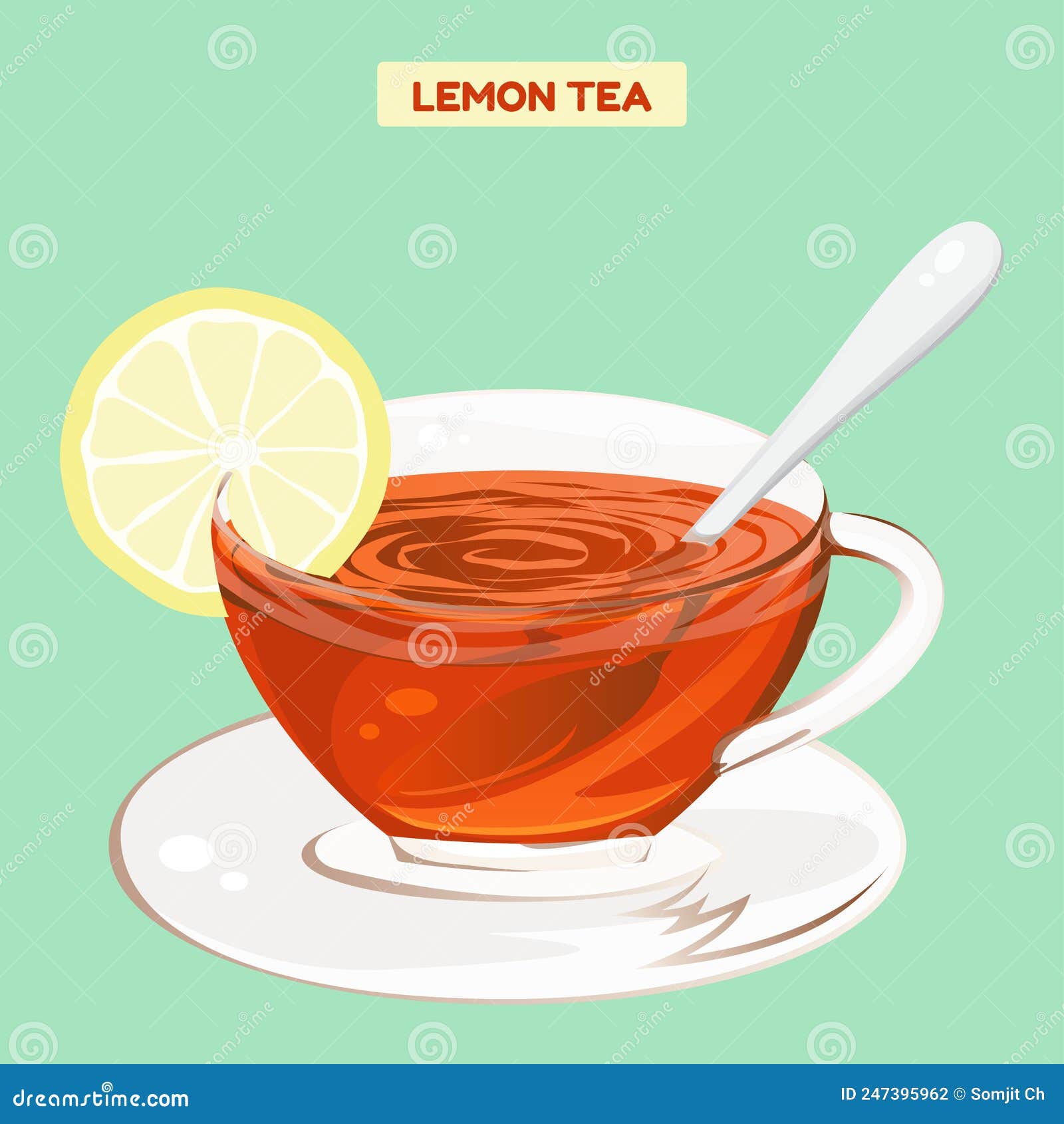 Lemon tea stock vector. Illustration of design, isolated - 247395962