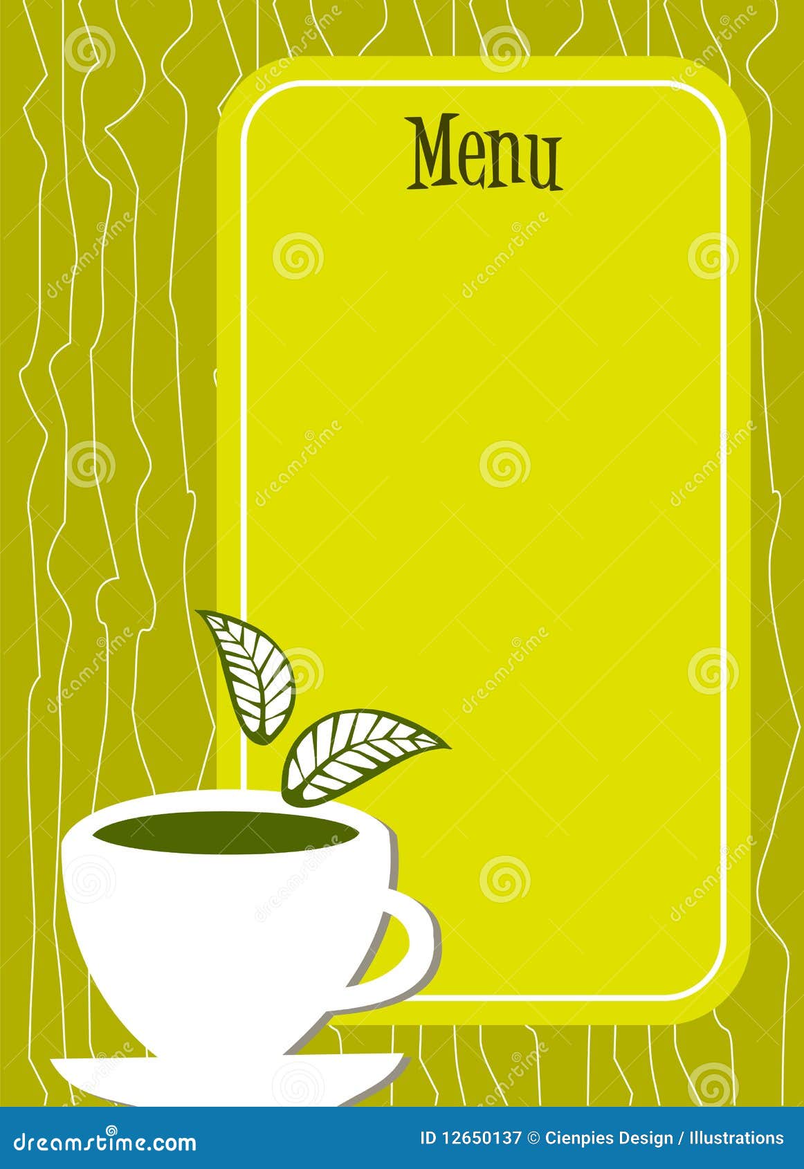 Lemon Tea Menu Cover with Cup and Leaves Stock Vector - Illustration of ...