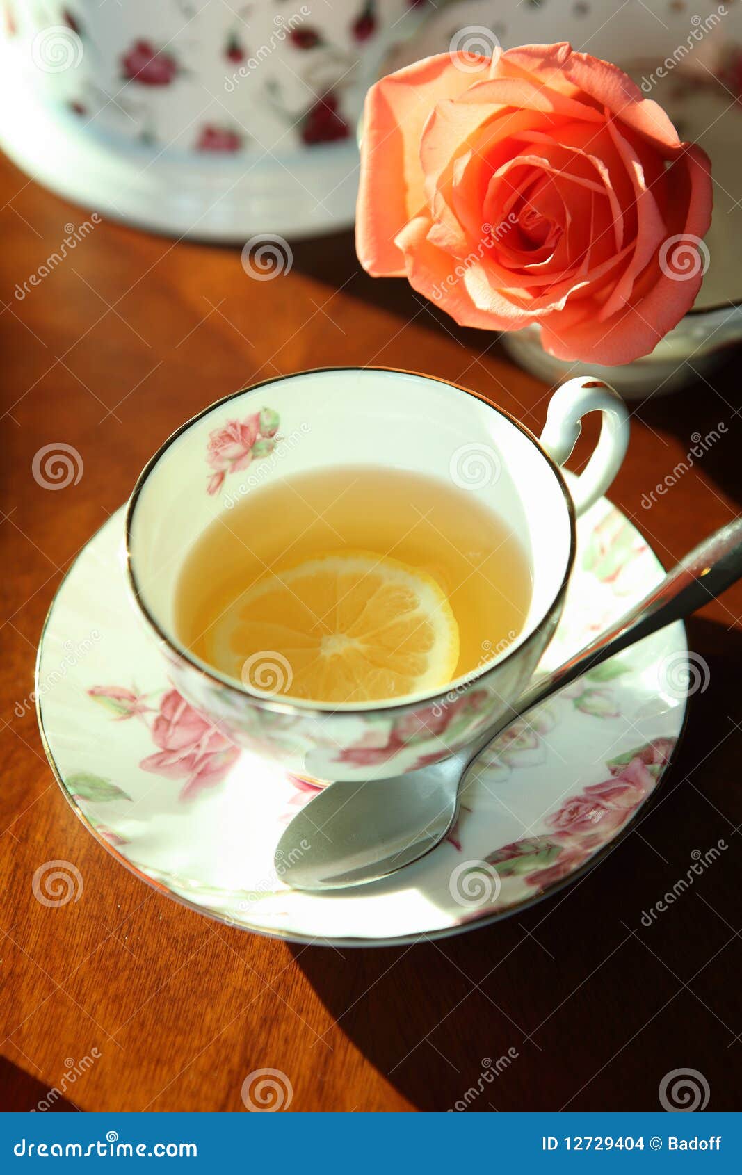 Lemon tea and rose stock photo. Image of healthy, indoors - 12729404