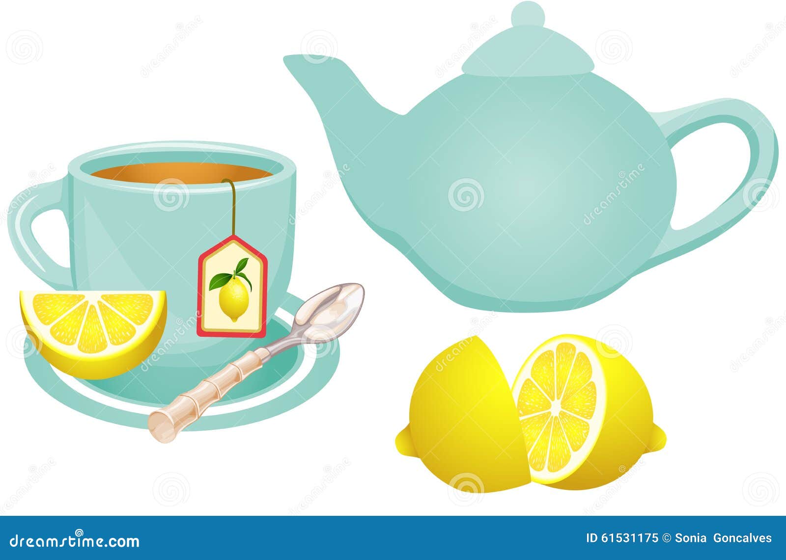 Lemon Tea Set stock vector. Illustration of heated, breakfast - 61531175