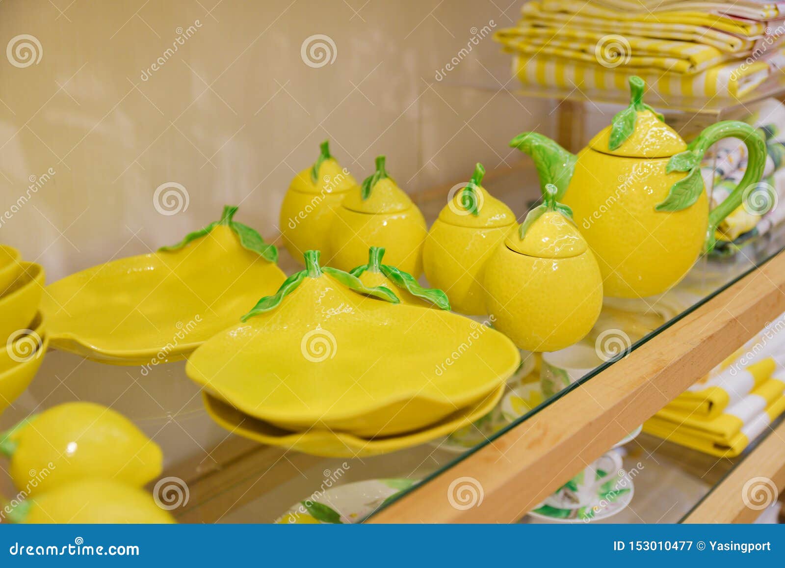 Lemon Tea Set on Storefront for Sale Stock Image - Image of lime ...