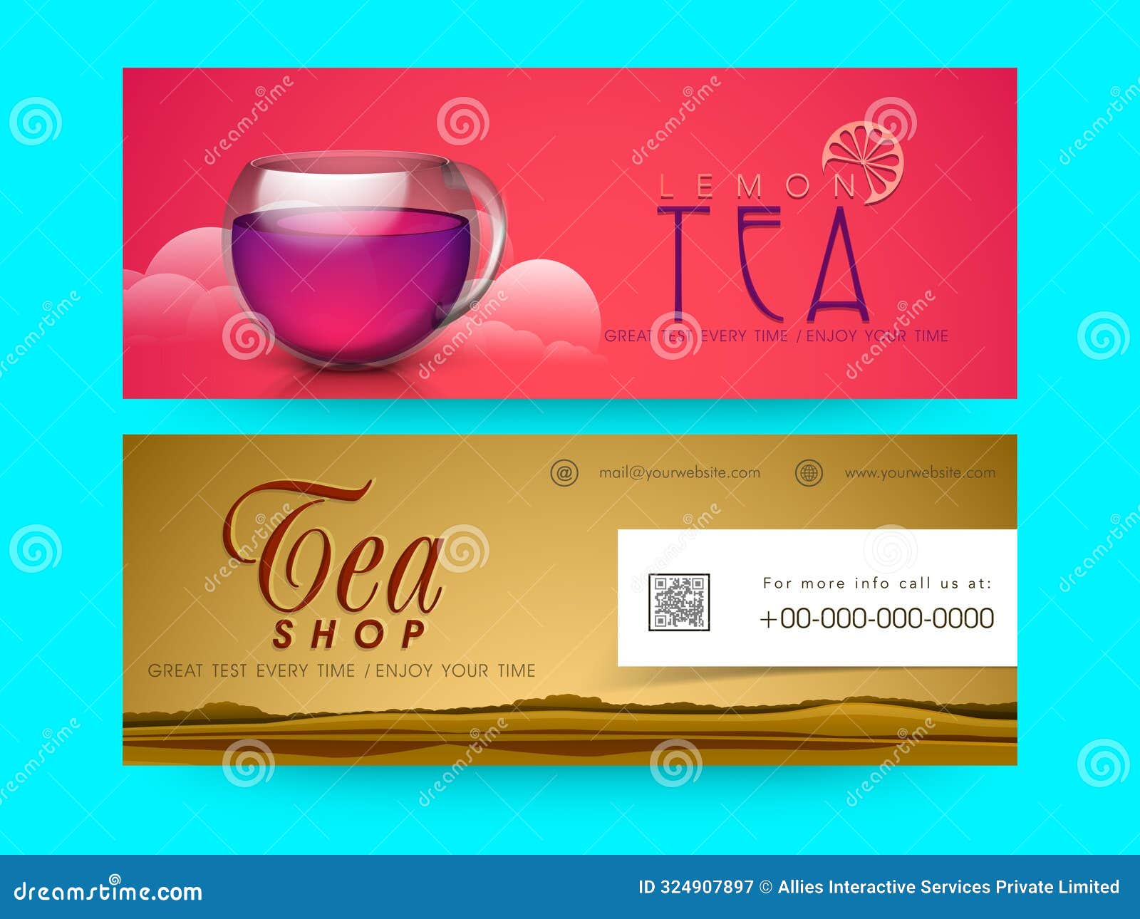 Lemon Tea Shop Visiting Card or Header Set in Two Color Option Stock ...