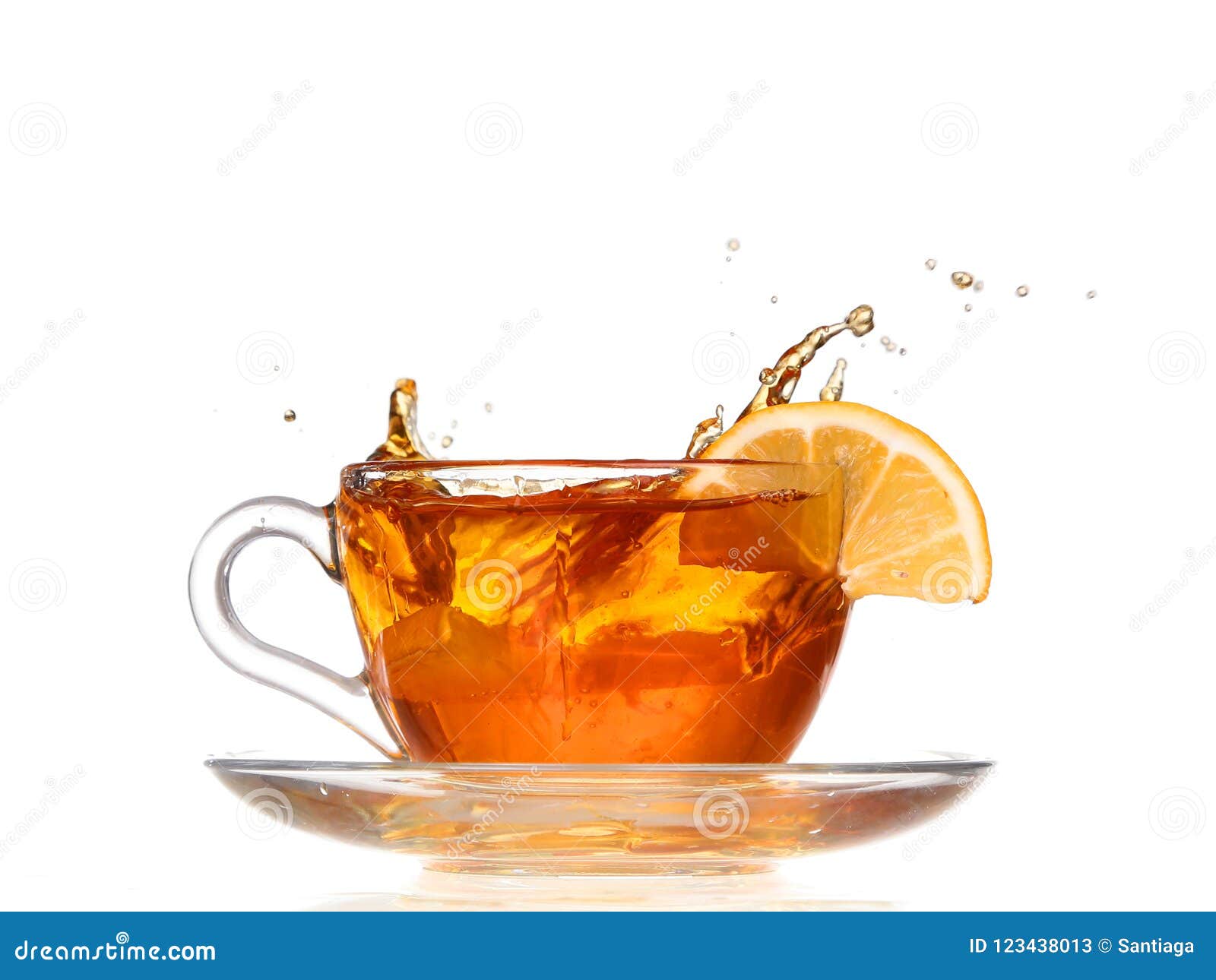 Lemon Tea with a Splash on a White Background Stock Image - Image of ...