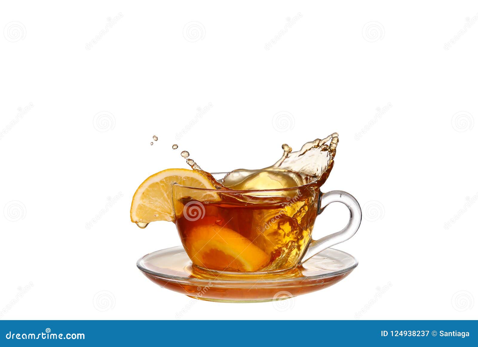 Lemon Tea with a Splash on a White Background Stock Image - Image of ...