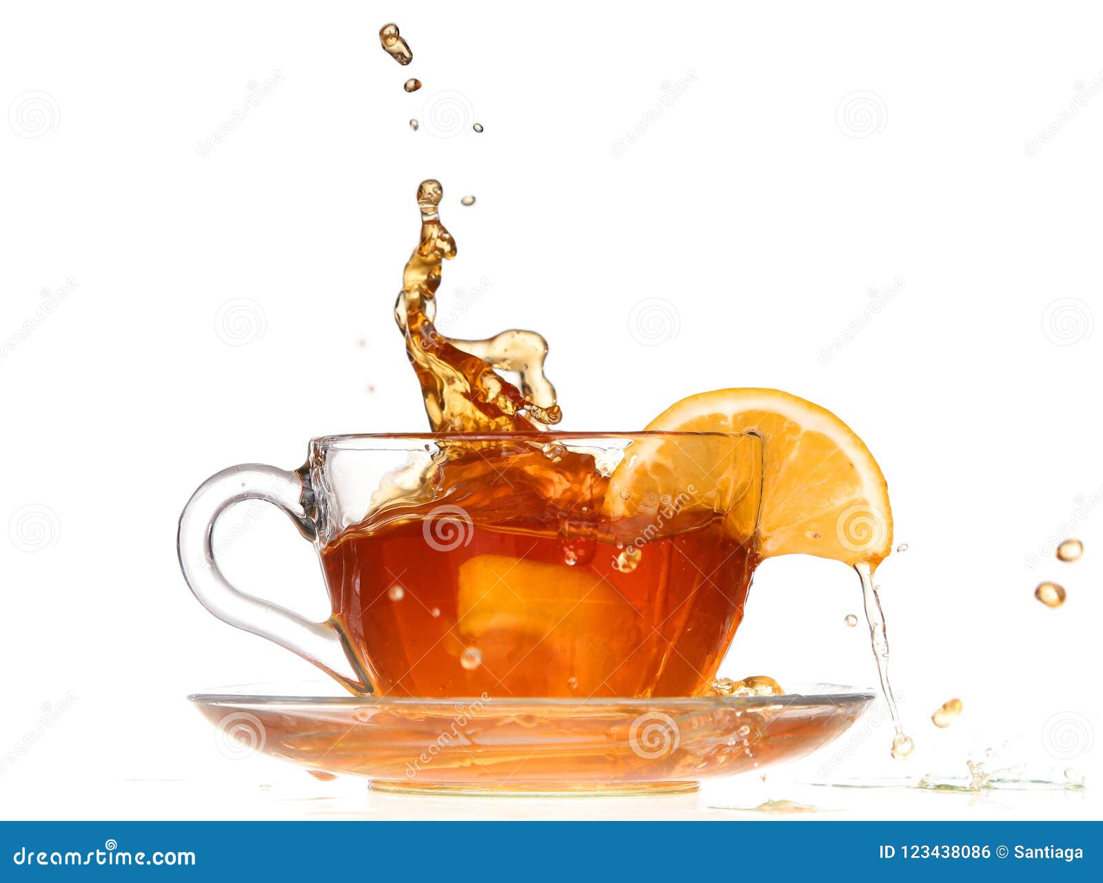 Lemon Tea with a Splash on a White Background Stock Photo - Image of ...
