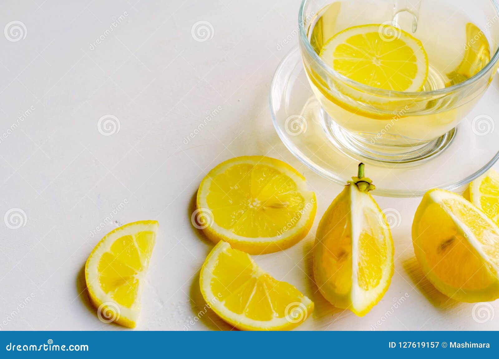 Lemon Tea in a Transparent Cup on White Background Stock Image - Image ...