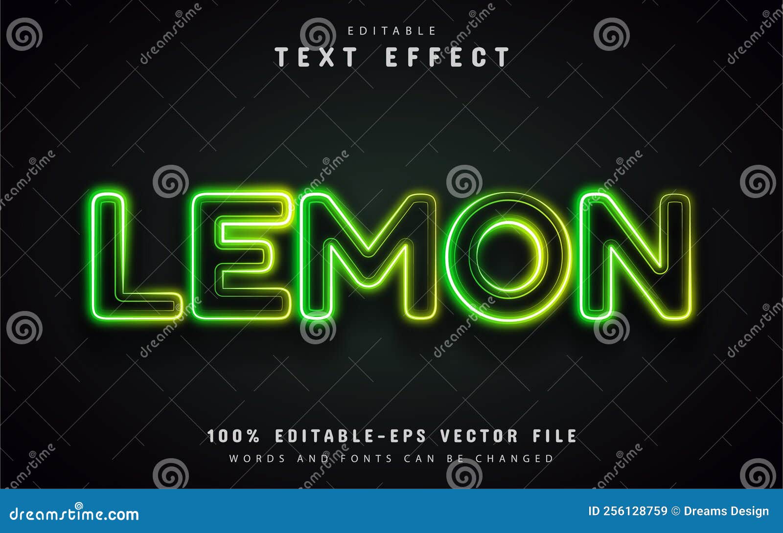Lemon Text Effect Neon Style Stock Vector - Illustration of vibrant ...