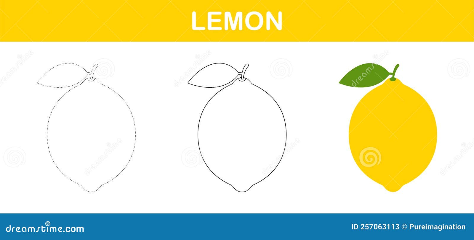 Lemon Tracing and Coloring Worksheet for Kids Stock Vector ...