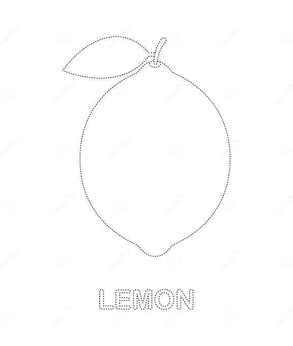Lemon Tracing Worksheet for Kids Stock Vector - Illustration of citrus ...