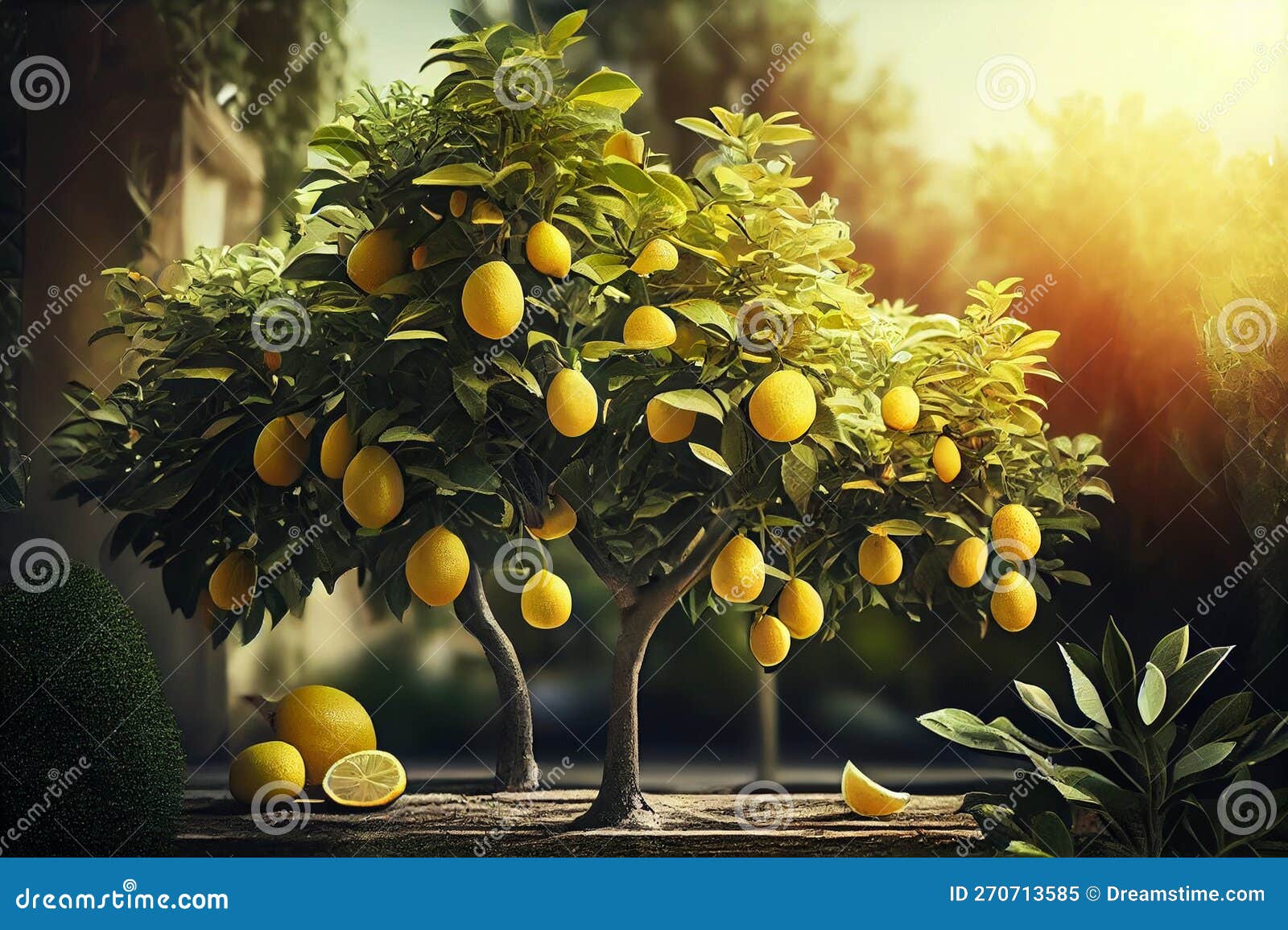 Lemon Tree Garden Background Created with.generative Ai Stock ...