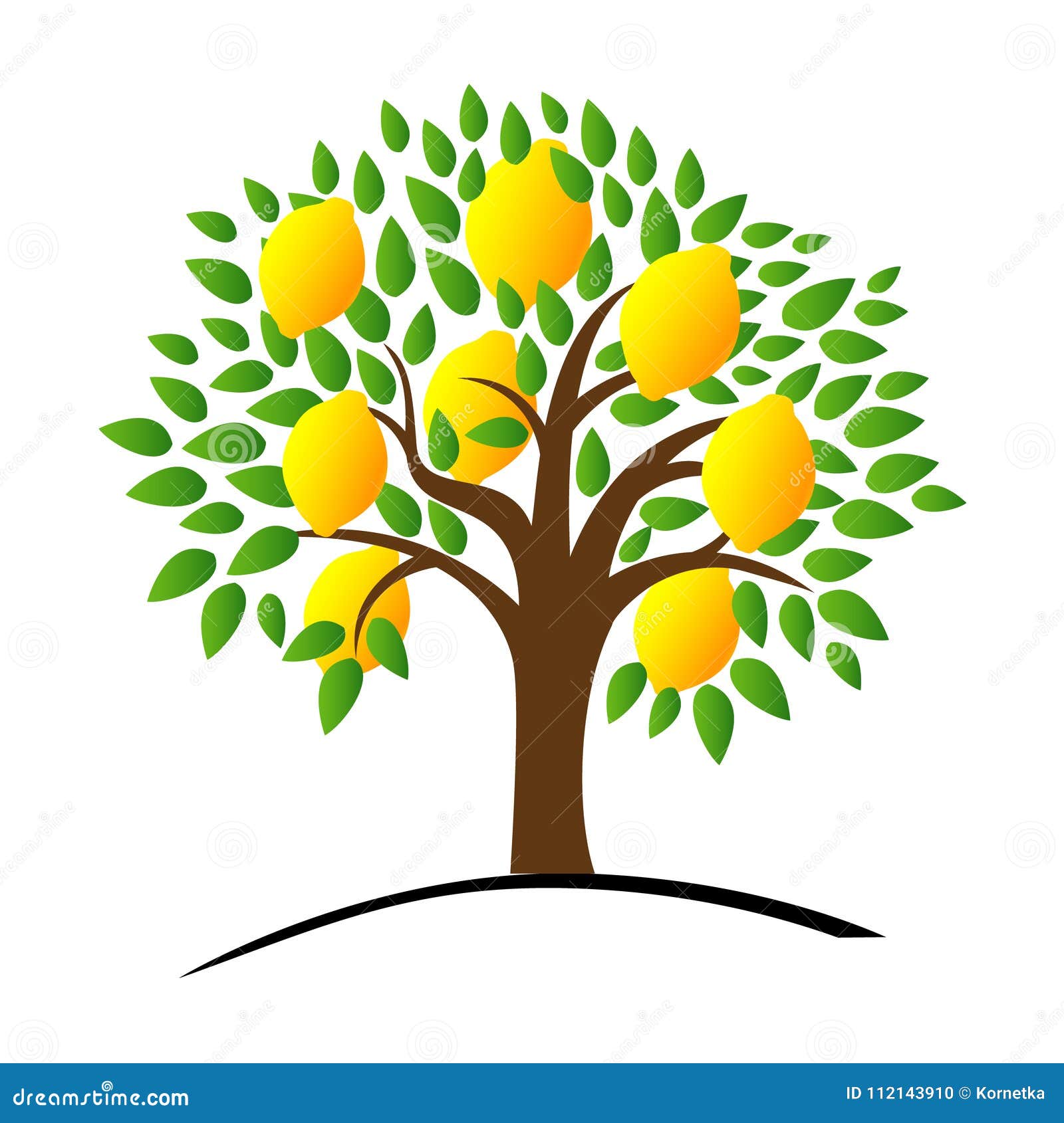 Lemon Tree with Green Leaves. Vector Illustration of a Tree with Stock ...