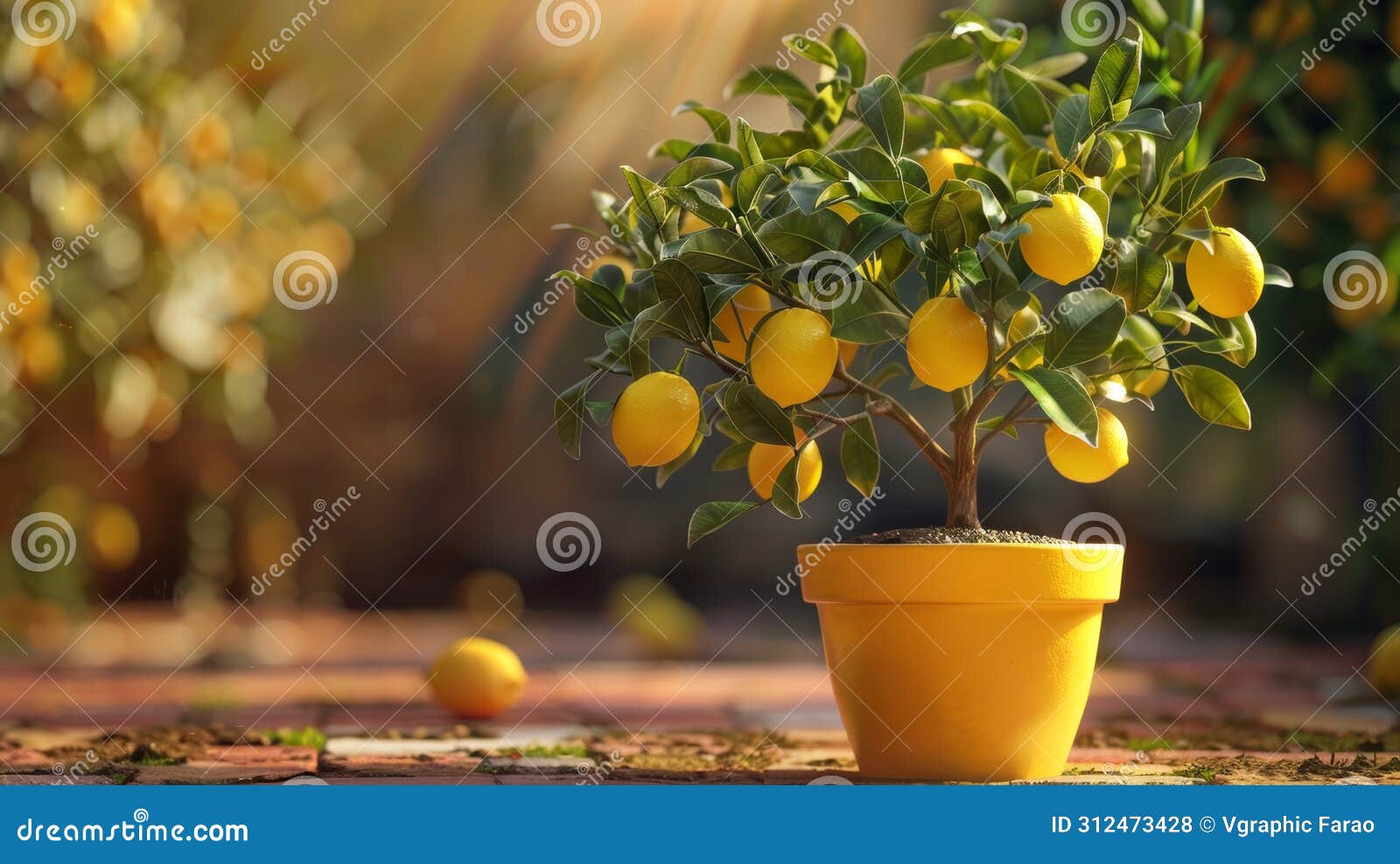 Lemon tree in a pot stock photo. Image of nature, sunny - 312473428