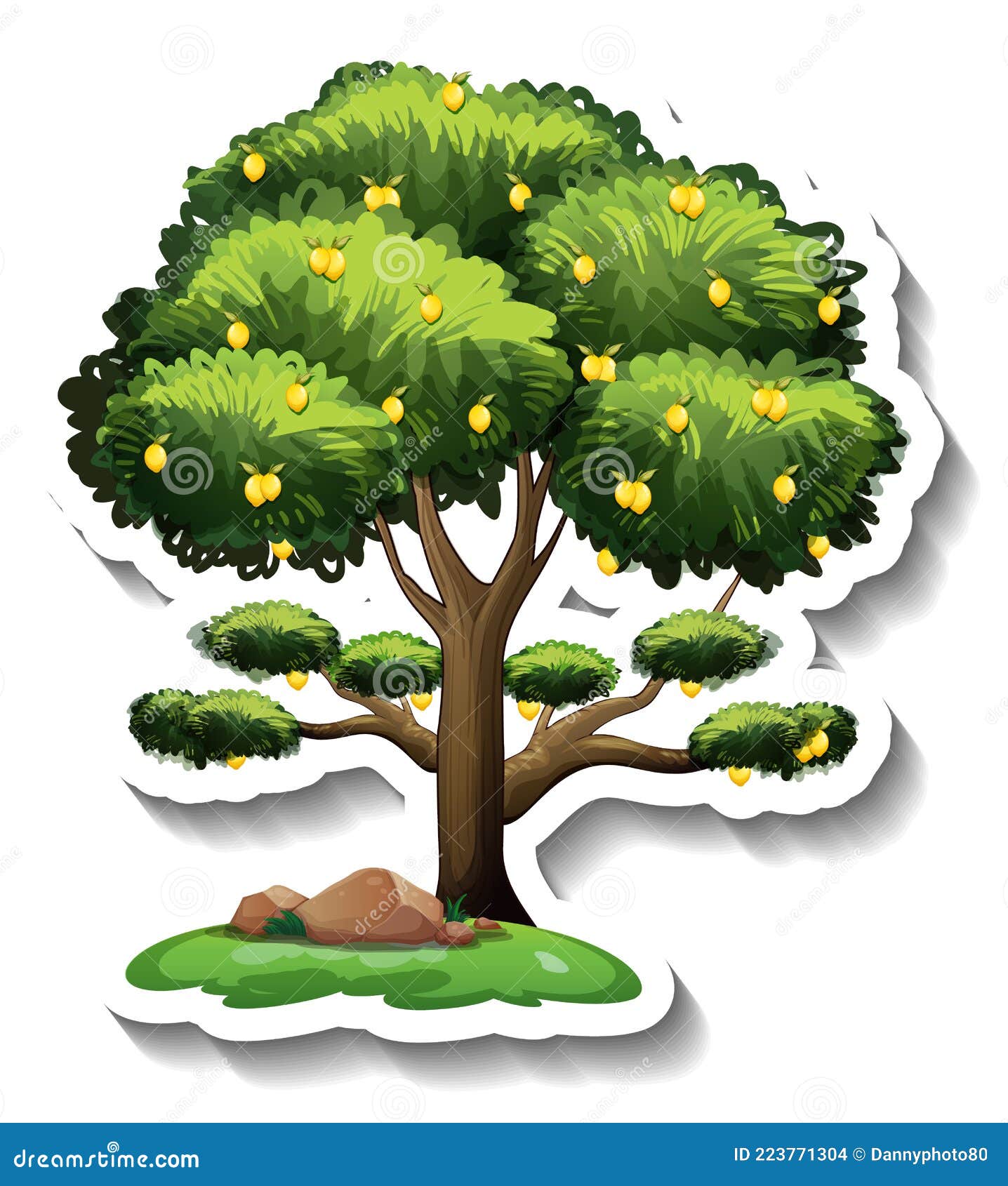 Lemon Tree Sticker on White Background Stock Vector - Illustration of ...