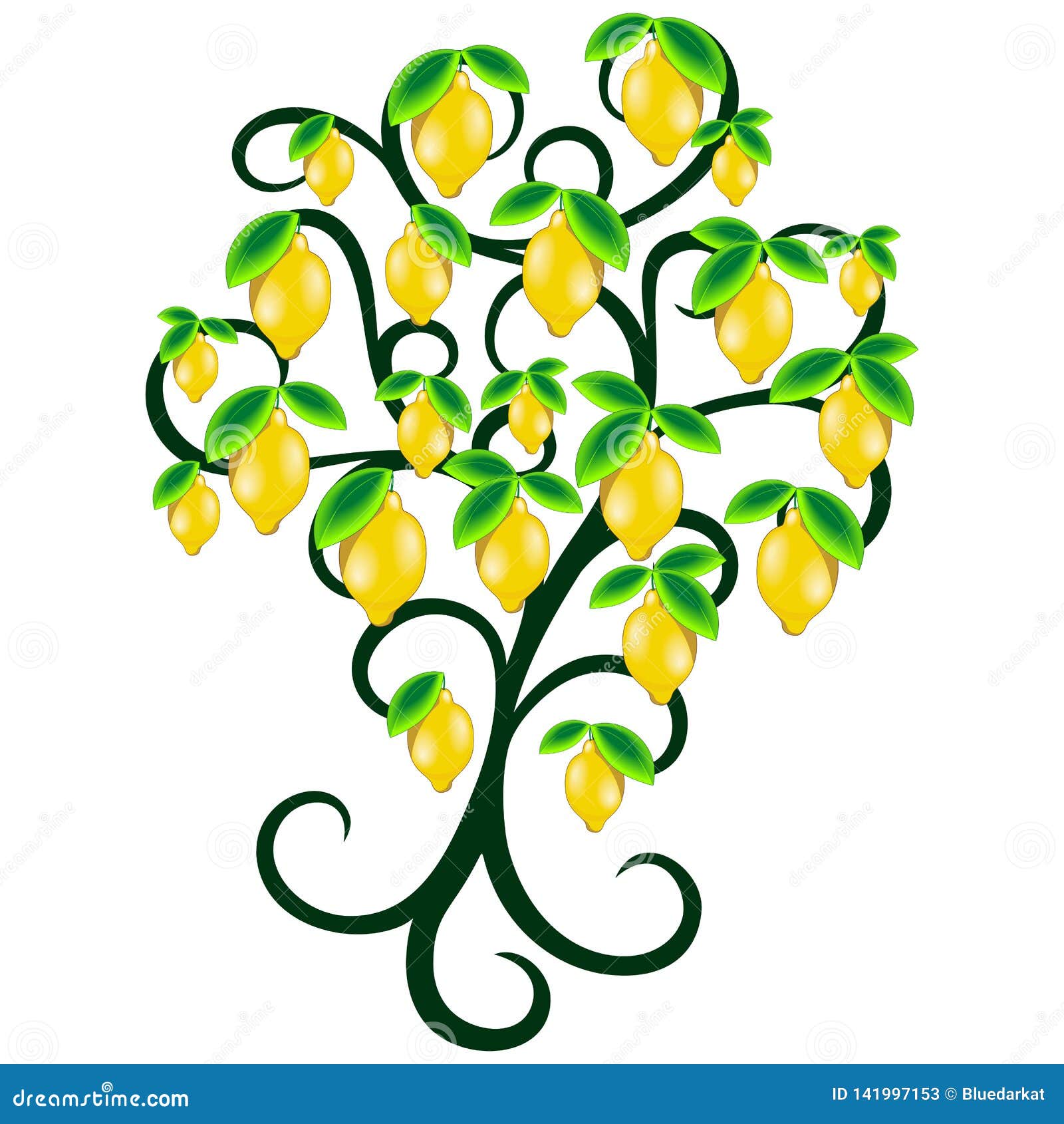 Lemon Tree Summer Juicy Fruit Vector Illustration Stock Vector ...