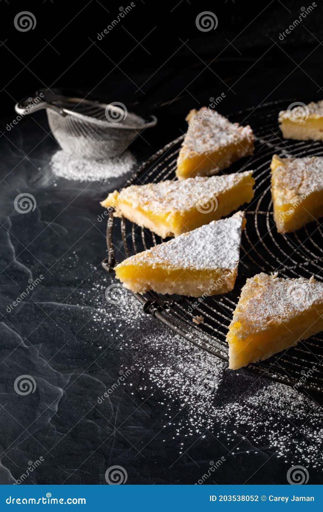 Lemon Triangles Dusted with Powdered Sugar Ready for Eating, Against a ...