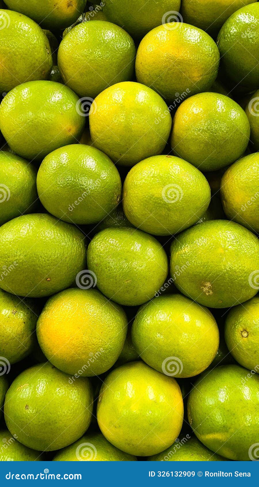 Lemon in Various Shades of Green on a Supermarket Stand with Different ...