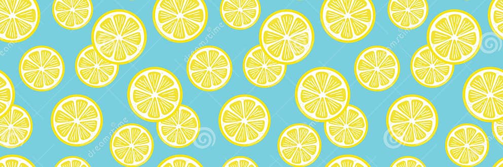 Lemon Vector Banner, Seamless Repeating Pattern, Citrus Fruit Summer ...