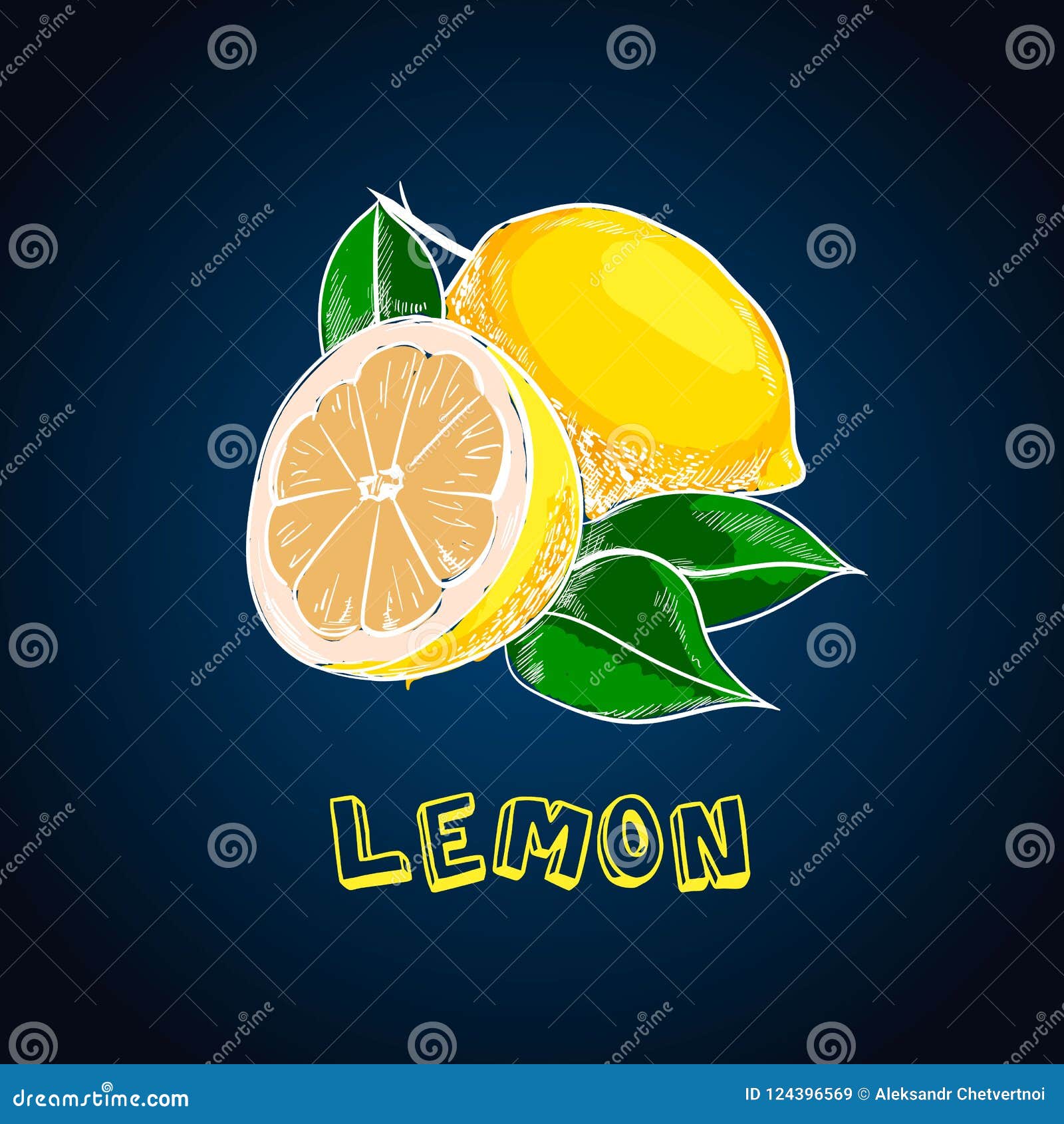Lemon Vector Drawing. Summer Fruit Artistic Illustration. Isolated Hand ... Lemon Vector Drawing. Summer Fruit Artistic Illustration. Isolated Hand ...