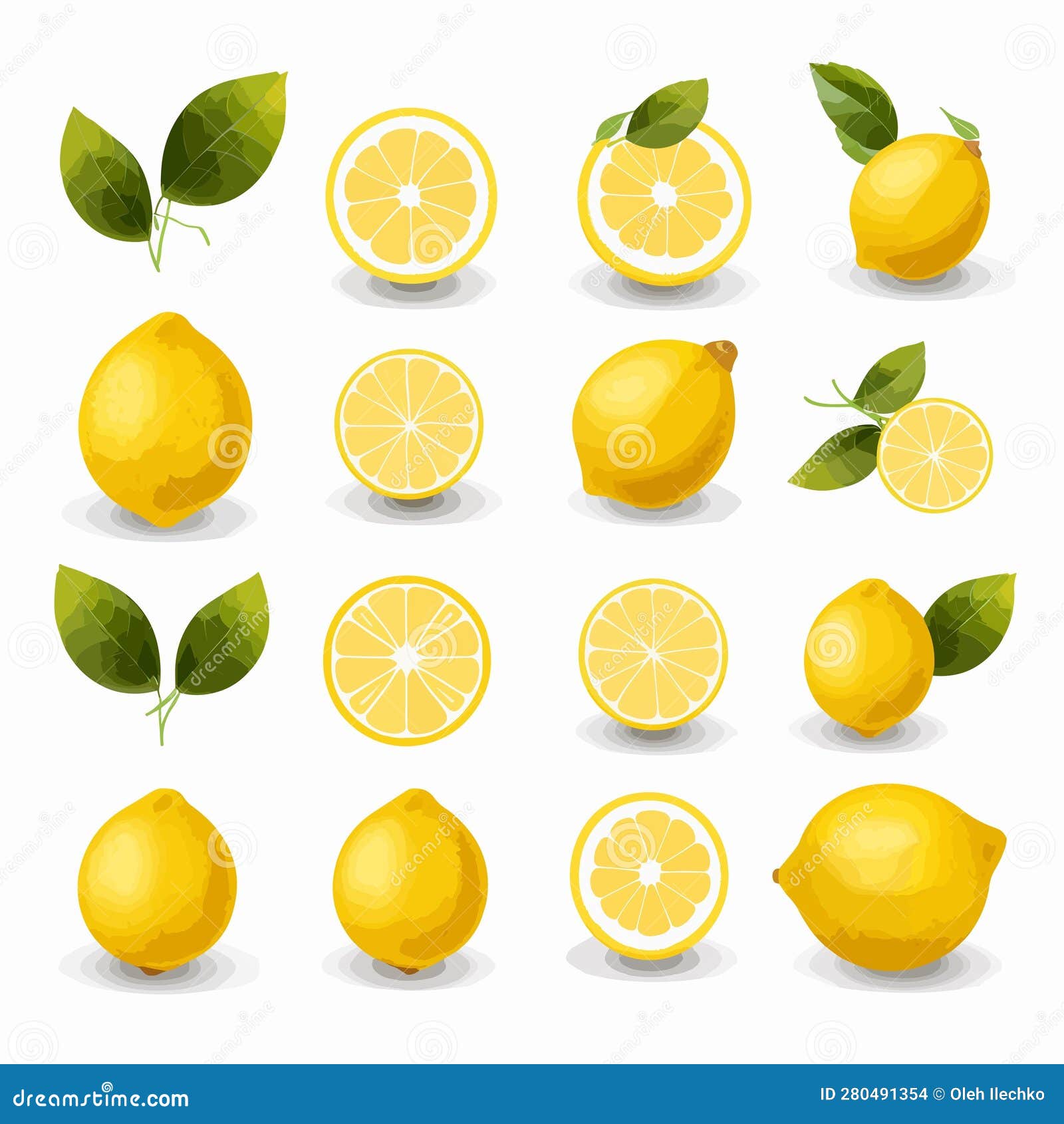 Lemon Vector Illustration Set Isolated Illustration Stock Vector ...