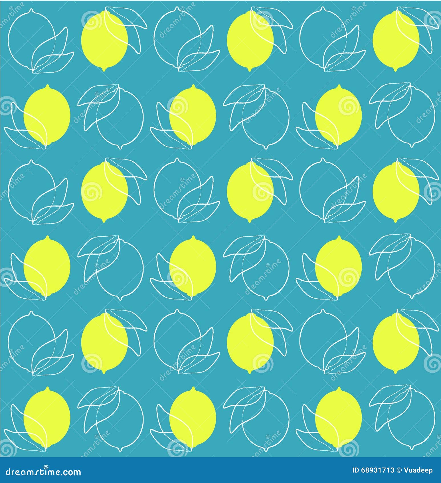 Lemon Vector Seamless Pattern Stock Vector - Illustration of line ...