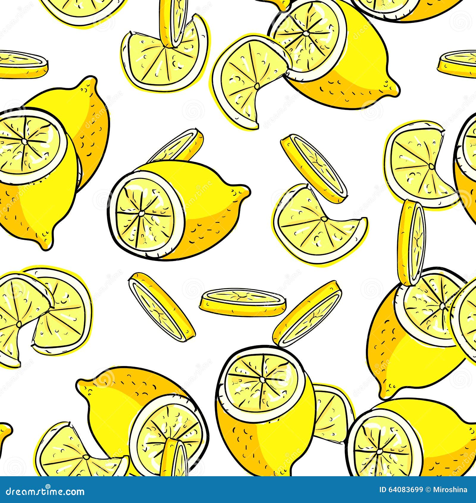 Lemon Vector Seamless Pattern. Stock Vector - Illustration of fruit ...