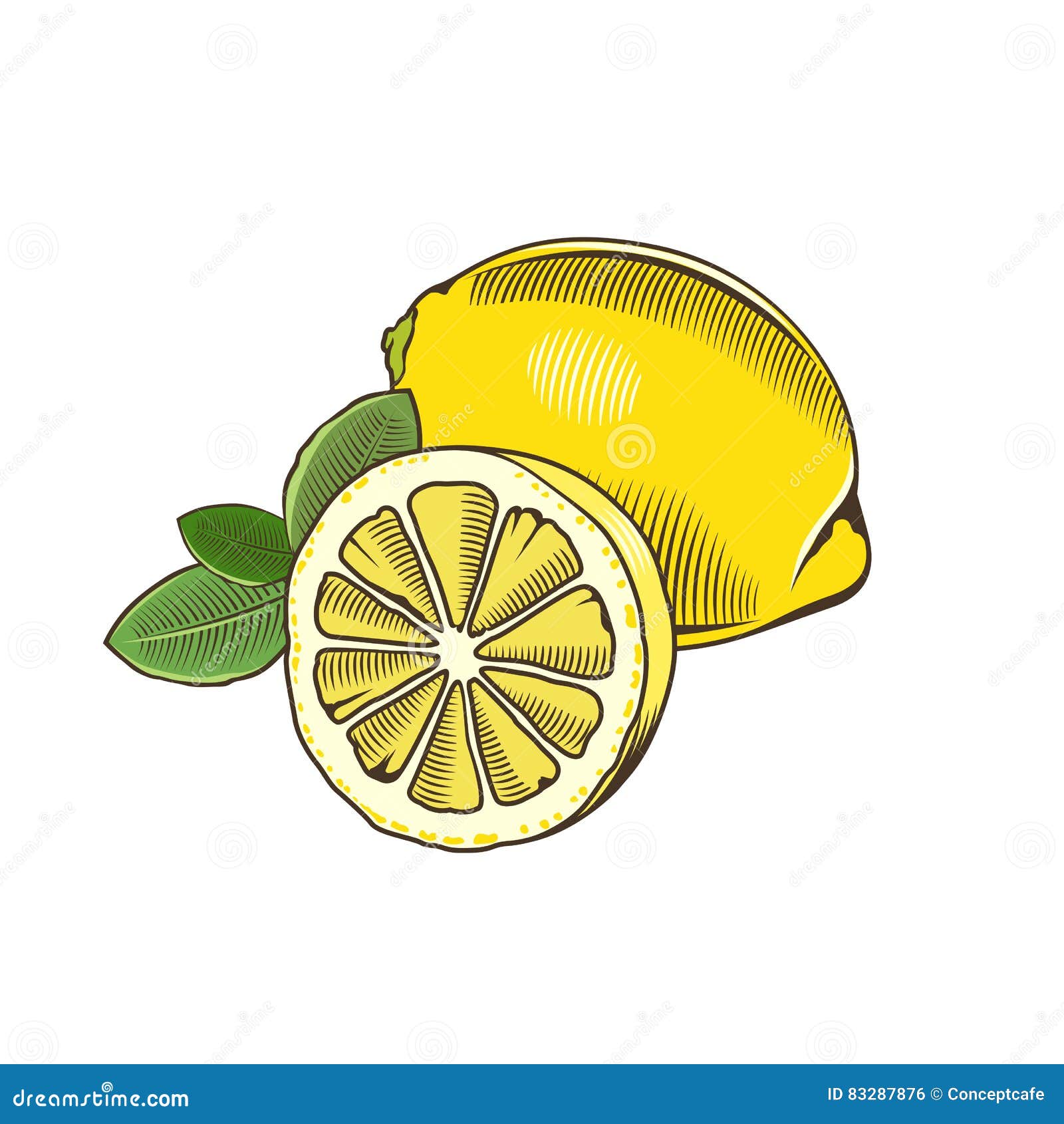 Lemon in vintage style stock illustration. Illustration of badge - 83287876