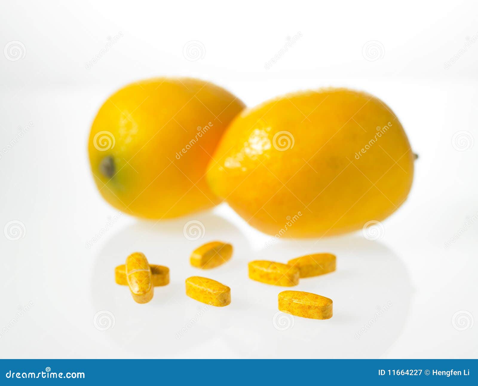 Lemon and vitamin tablets stock image. Image of macro - 11664227