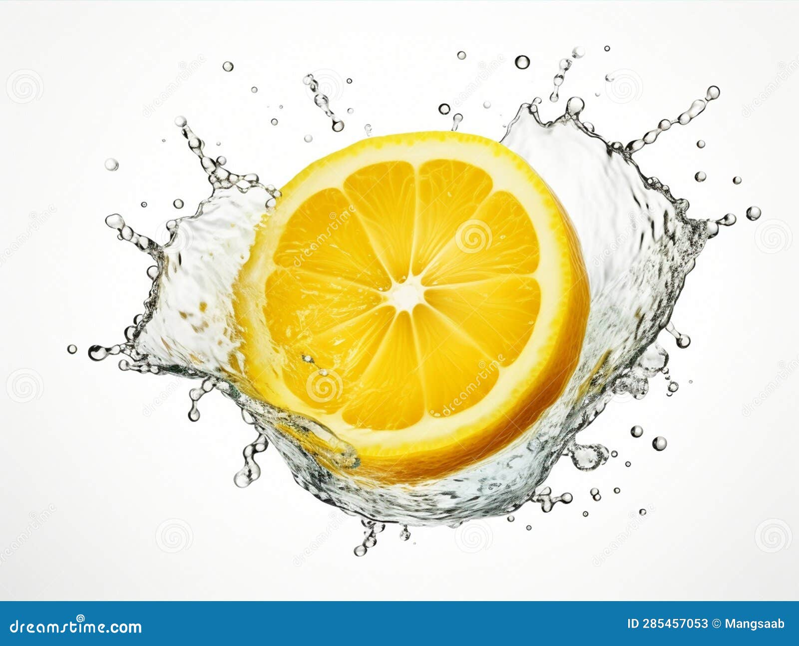 Lemon with Water Splash. Isolate on White Background Stock Illustration ...
