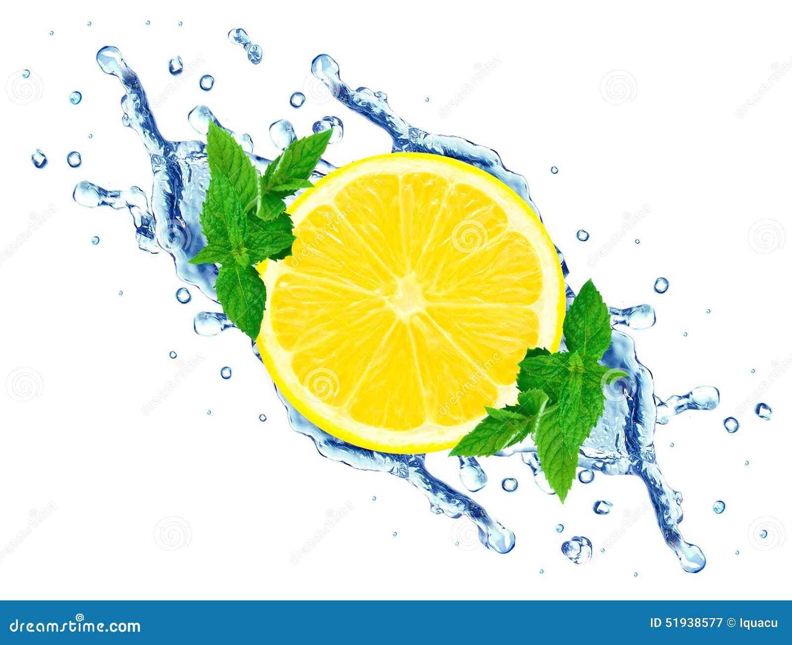 Lemon and water splash stock image. Image of leaves, lemon - 51938577