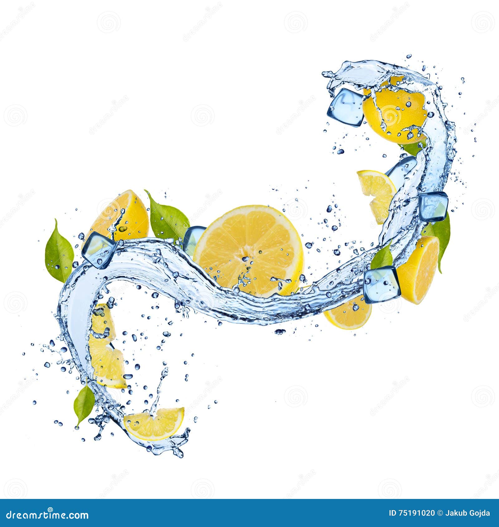 Lemon in Water Splash on White Background Stock Illustration ...