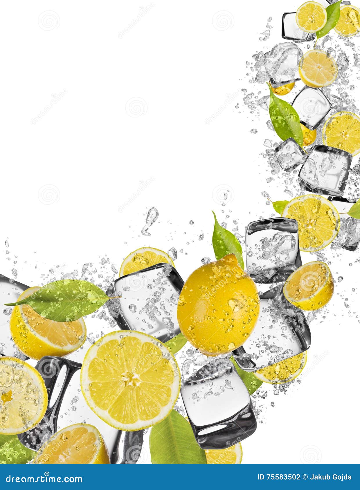 Lemon in Water Splash on White Background Stock Photo - Image of slice ...