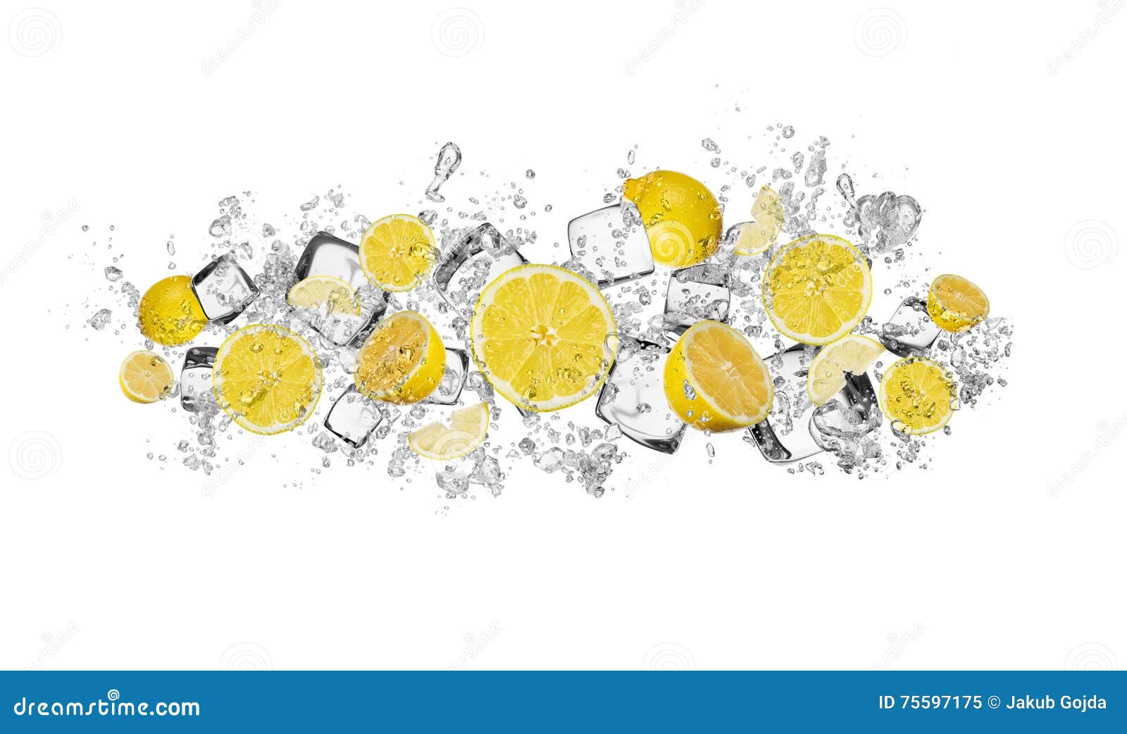 Lemon in Water Splash on White Background Stock Image - Image of pour ...