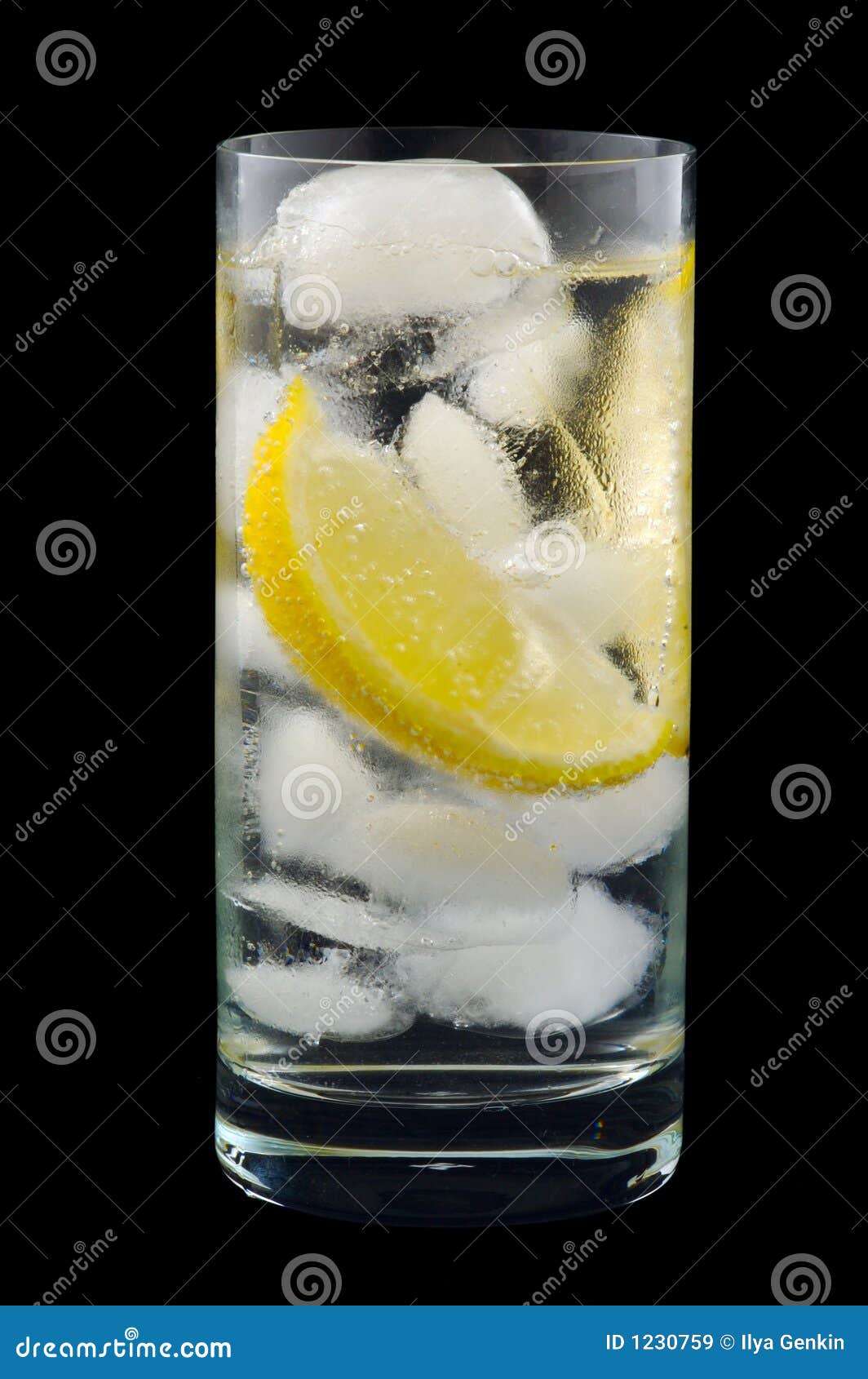 Lemon Wedge in Glass Mineral Water with Ice Stock Image - Image of food ...