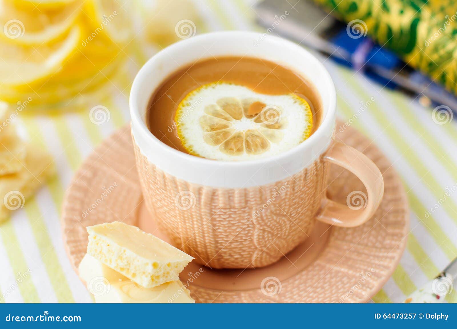Lemon and White Chocolate Coffee Stock Image - Image of food, cream ...