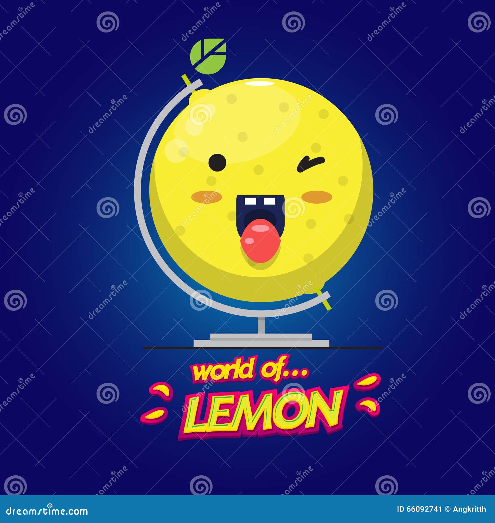 Lemon World Globe. Happy Lemon - Stock Illustration - Illustration of ...