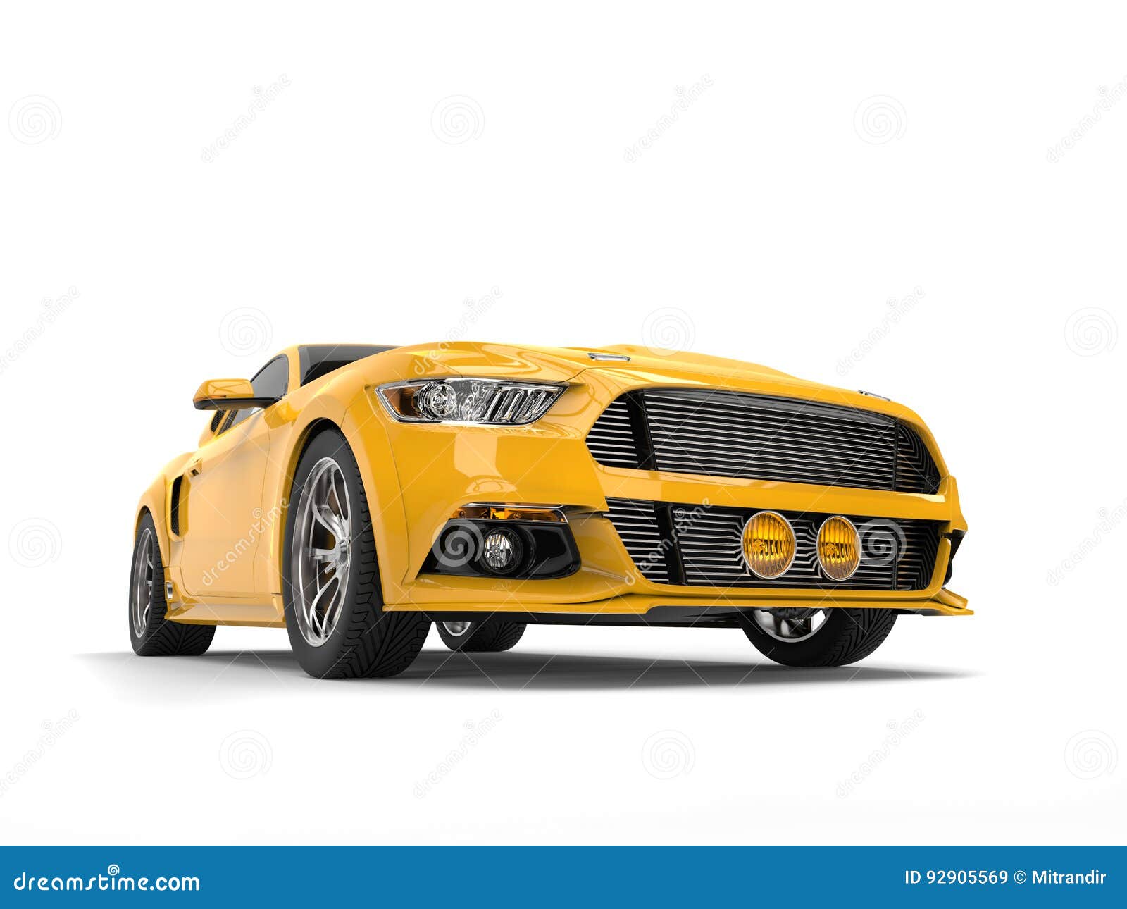 Lemon Yellow Modern Urban Muscle Car Stock Illustration - Illustration ...
