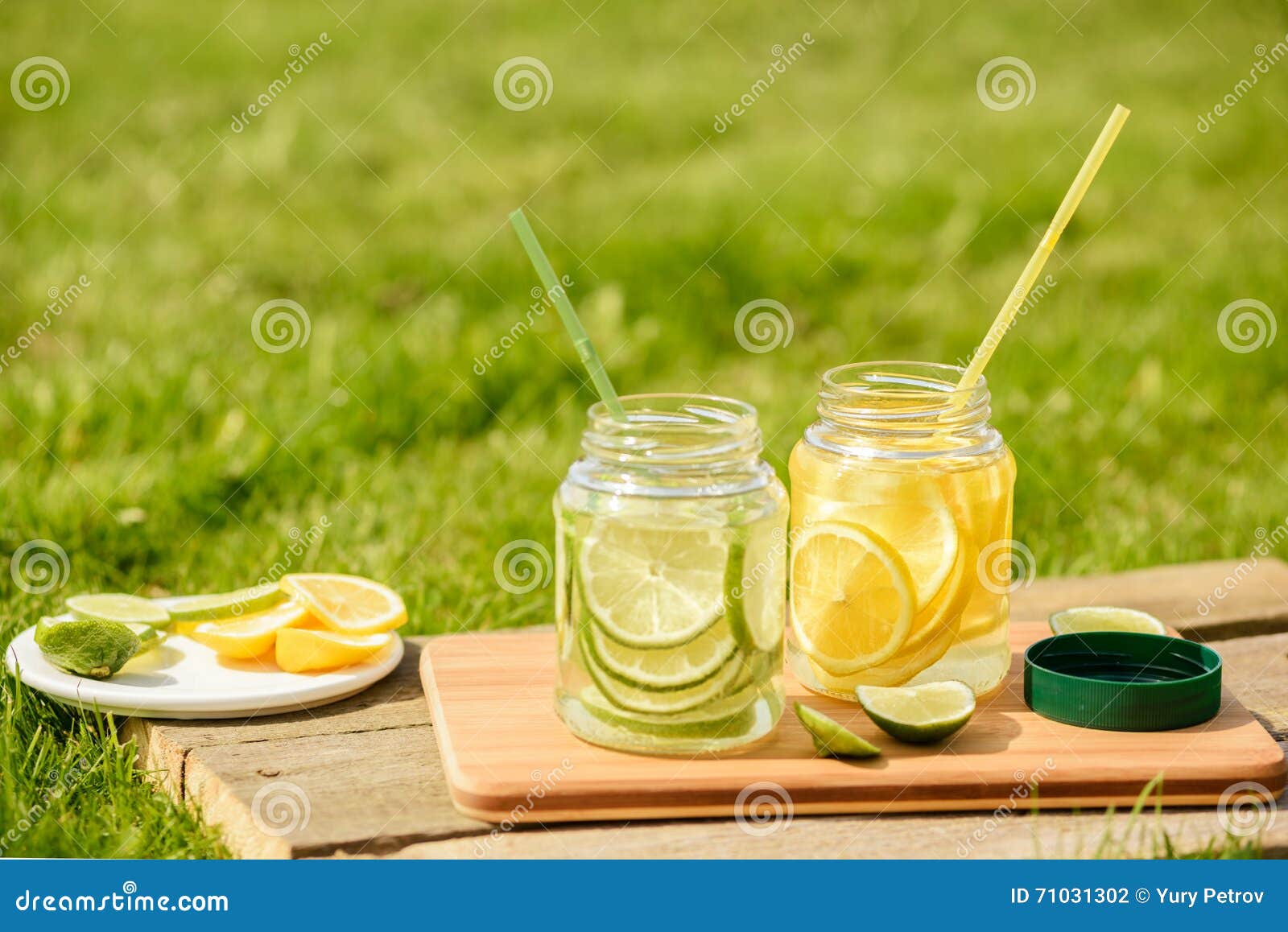 Lemonade in the Bank. on Open Air. Stock Photo - Image of fresh, slice ...