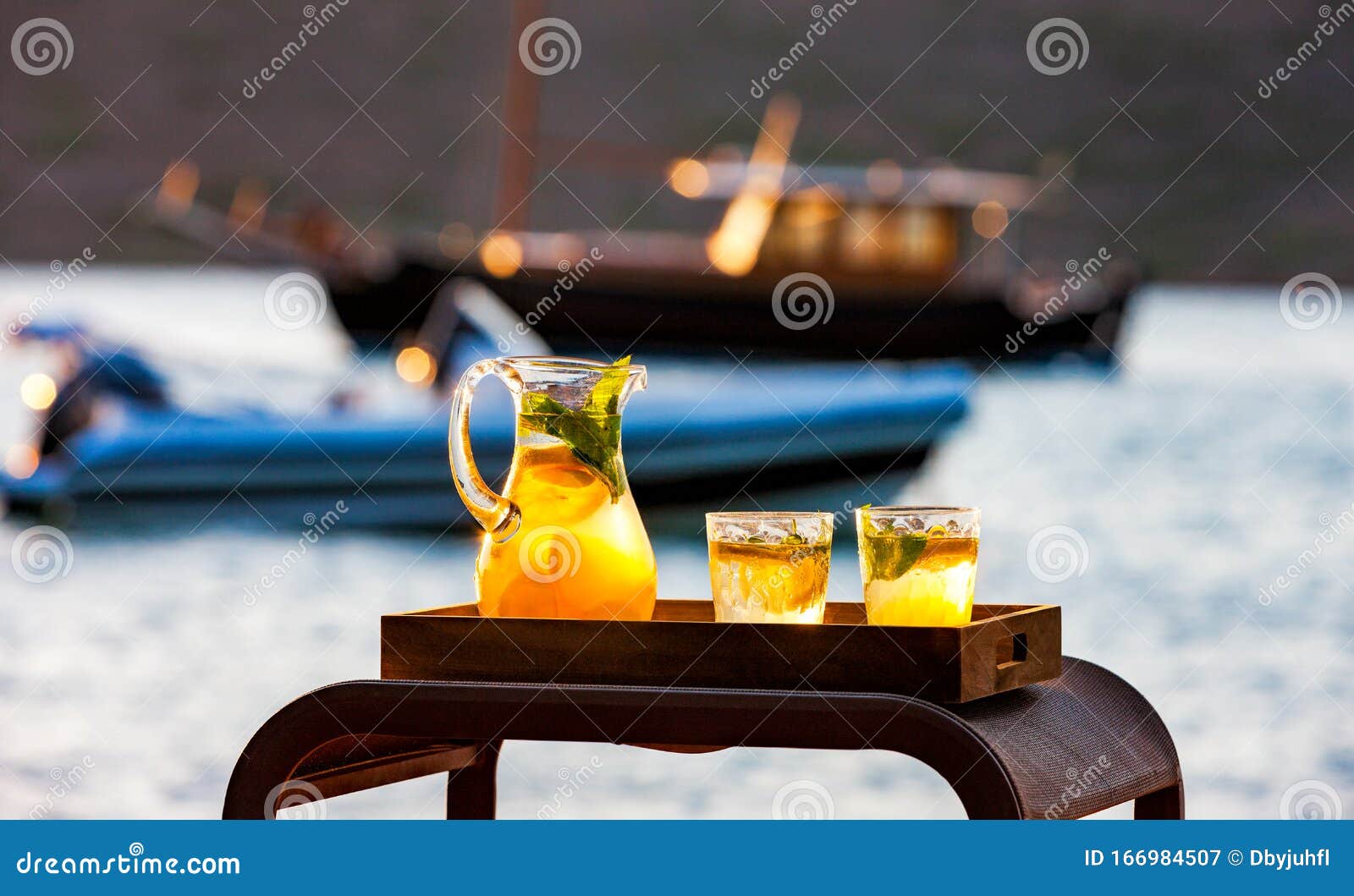 Lemonade on the beach stock image. Image of citrus, cube - 166984507