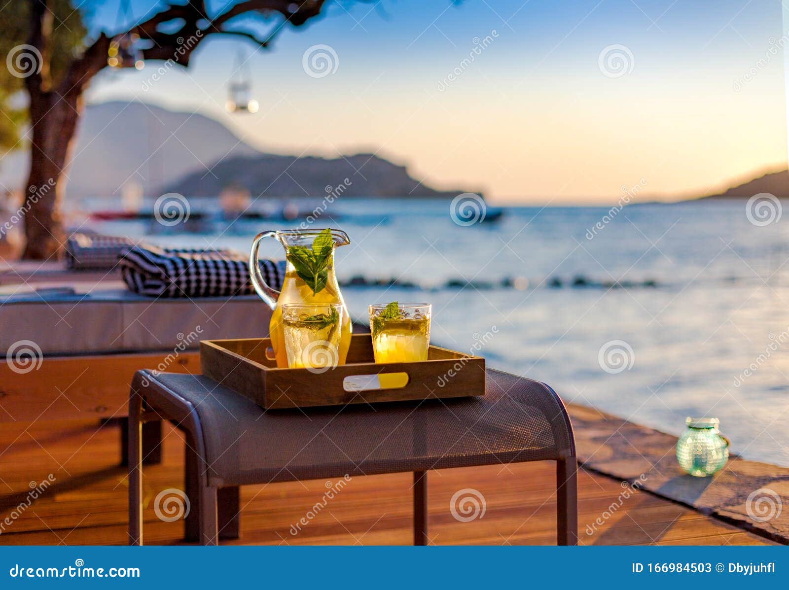 Lemonade on the beach stock image. Image of fruit, fresh - 166984503