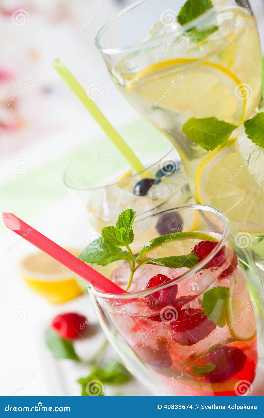 Lemonade with Berries and Fruits Stock Photo - Image of beverage ...