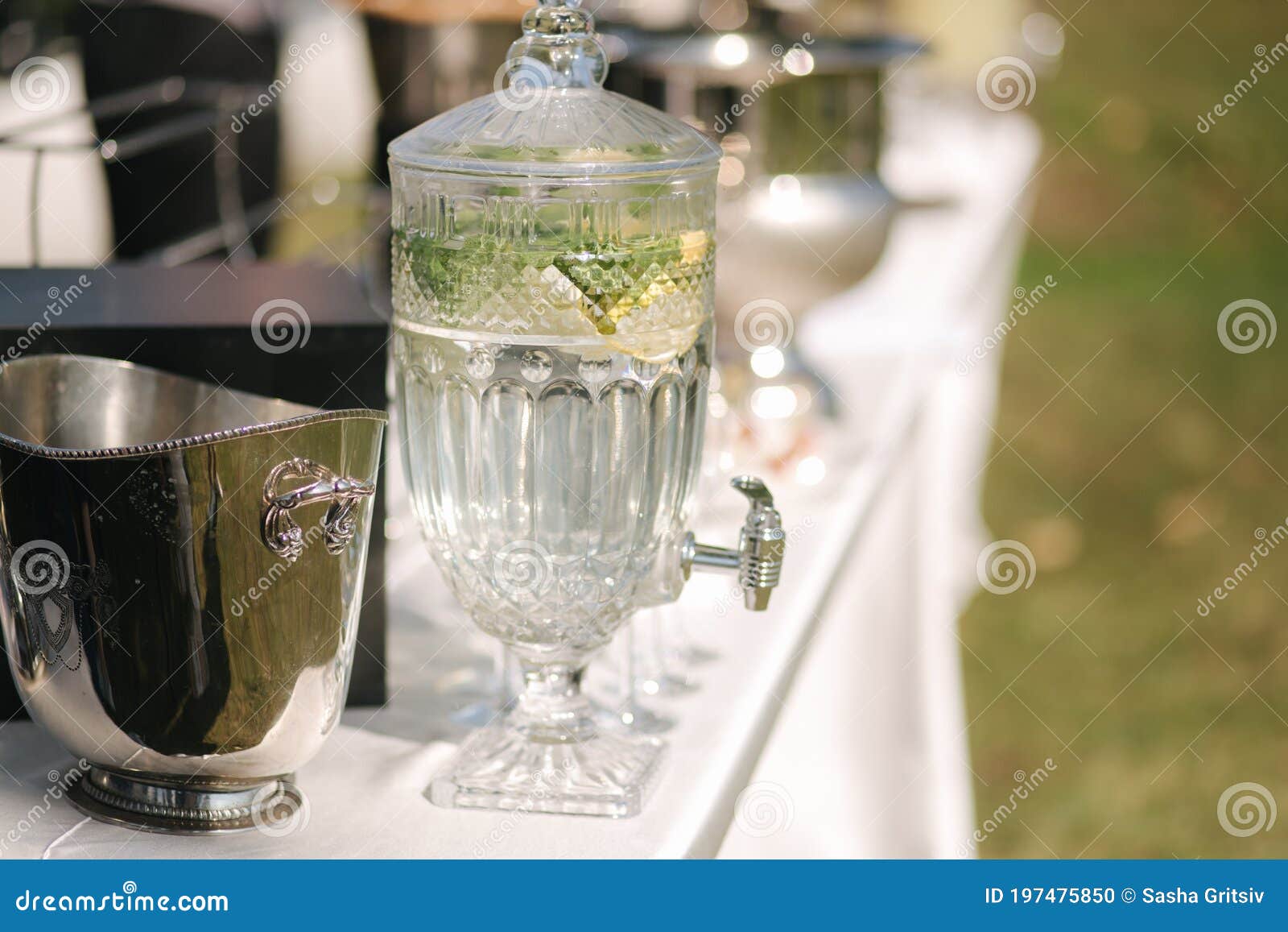 Lemonade in Big Pitcher Outdoors on Party Stock Photo - Image of ...