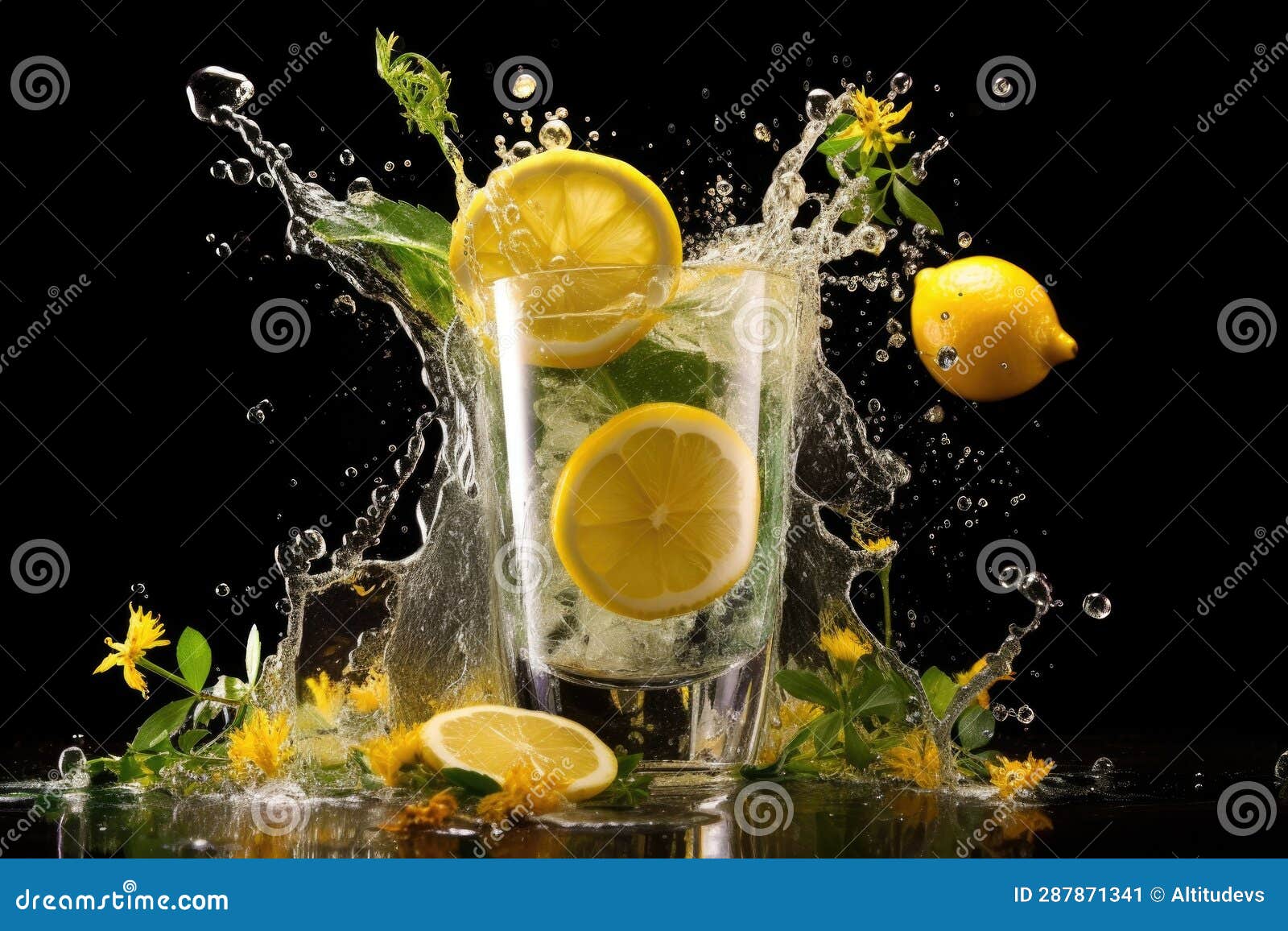 Lemonade in a Glass with a Splash and Bubbles Stock Image - Image of ...