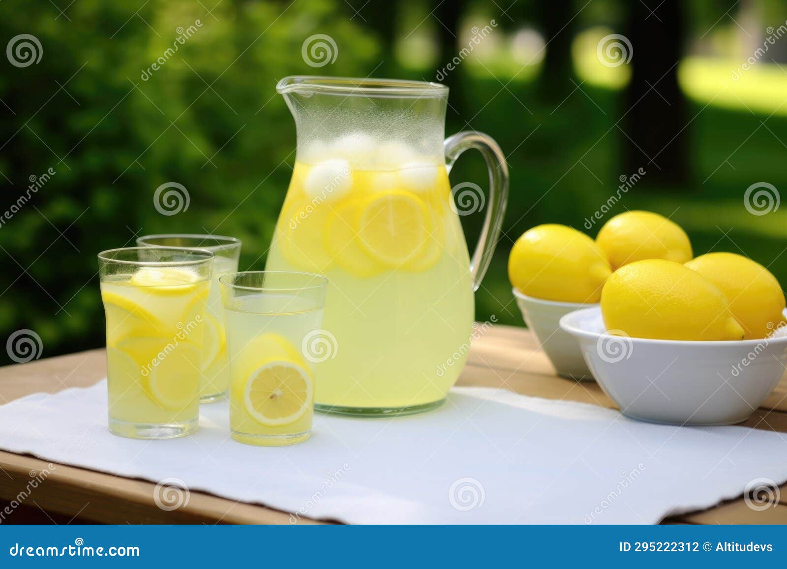 Lemonade Jug on an Outdoor Summer Table Stock Photo - Image of quencher ...