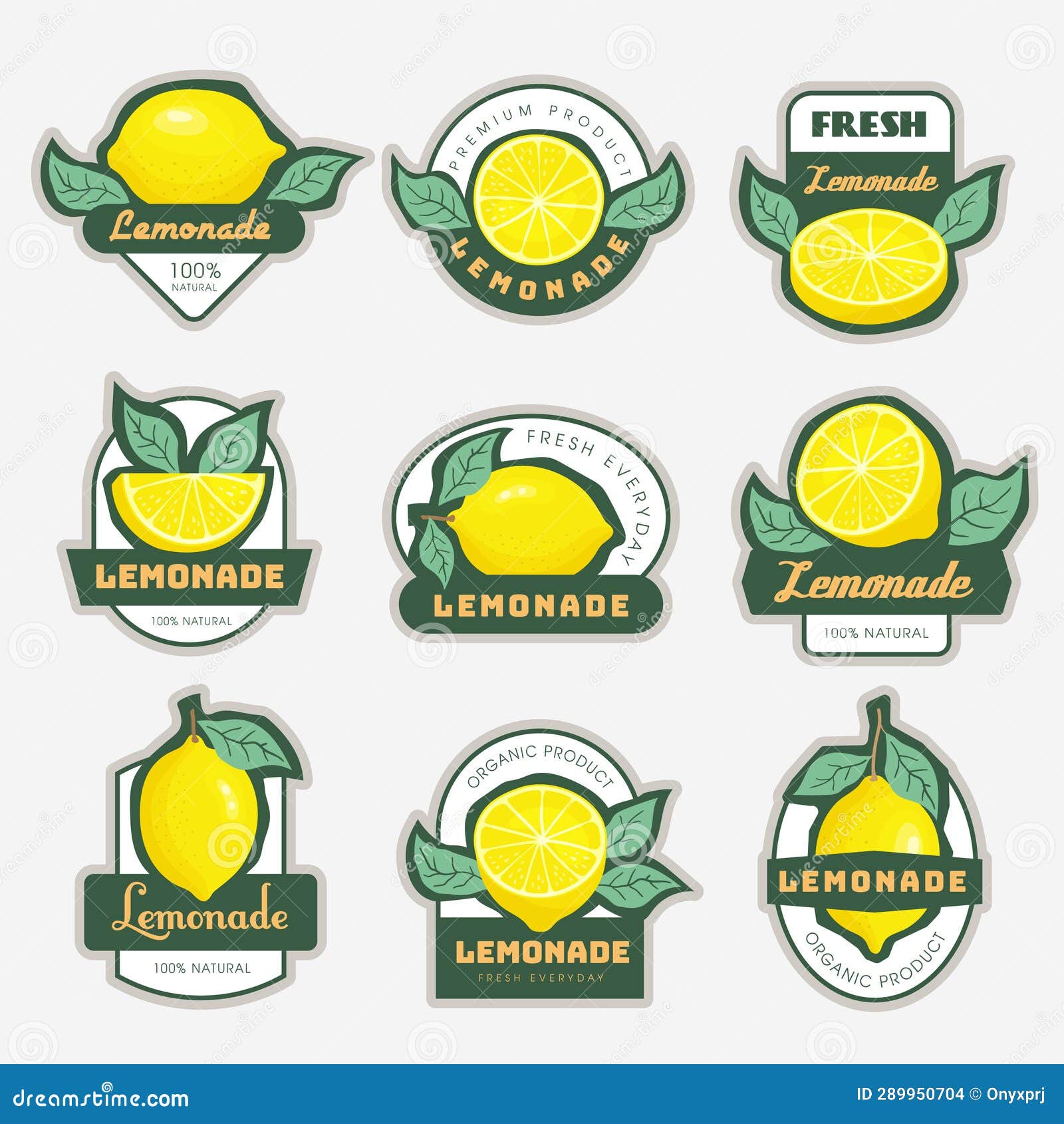 Lemonade Labels. Badges Design for Fresh Drinks with Lime and Lemon ...