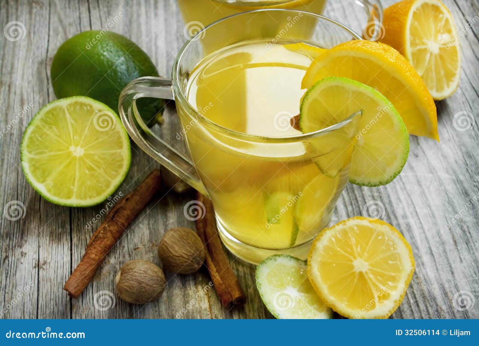 Lemonade with Lime,mint and Cinnamon Stock Photo - Image of citrus ...